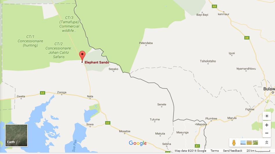 Contact Number Email and Directions for Elephant Sands Nata Botswana