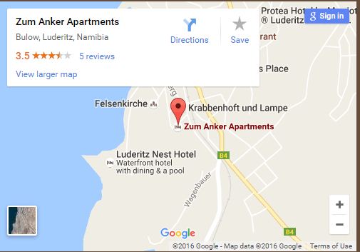 Contact Number Email and Directions for Zum Anker Luderitz Namibia