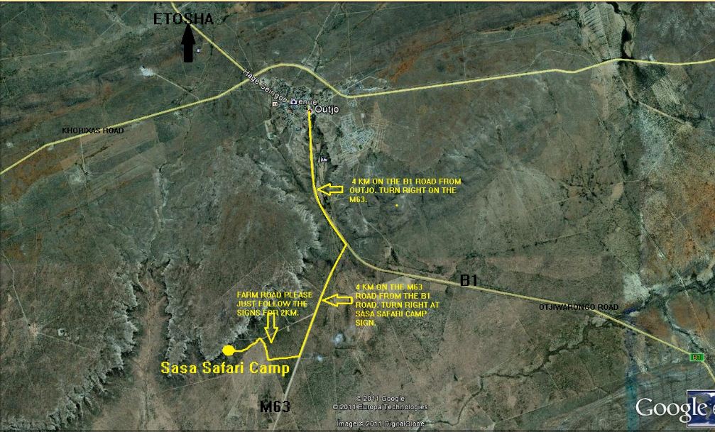 Contact Number Email and Directions for Sasa Safari Camp Outjo Namibia