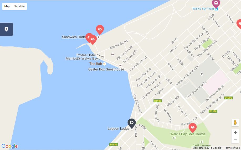 Contact Number Email and Directions for Lagoon Loge Walvis Bay Namibia